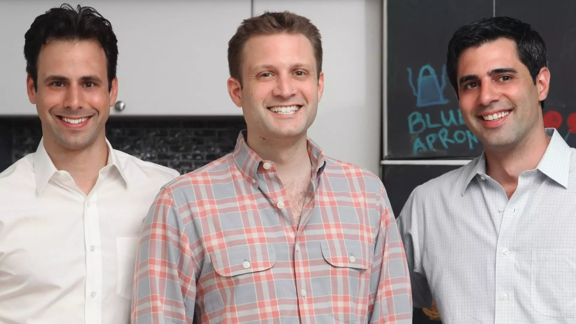 (L-R) Pendiri Blue Apron Matt Wadiak, Matt Salzberg sareng Ilia Papas.