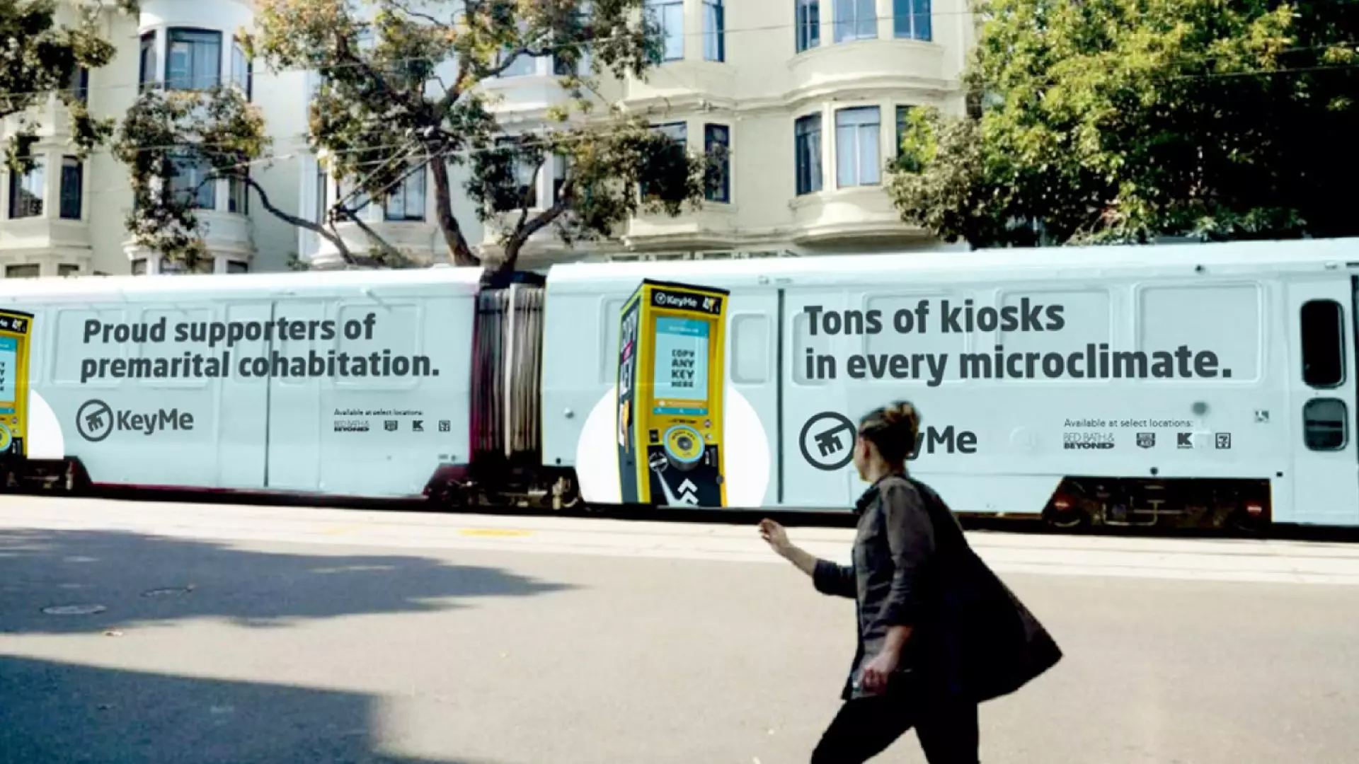 Campagna di marketing KeyMe su un tram di San Francisco.